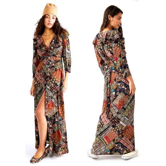 Free People | Dresses | Free People Lennon Floral Patchwork Print Maxi ...